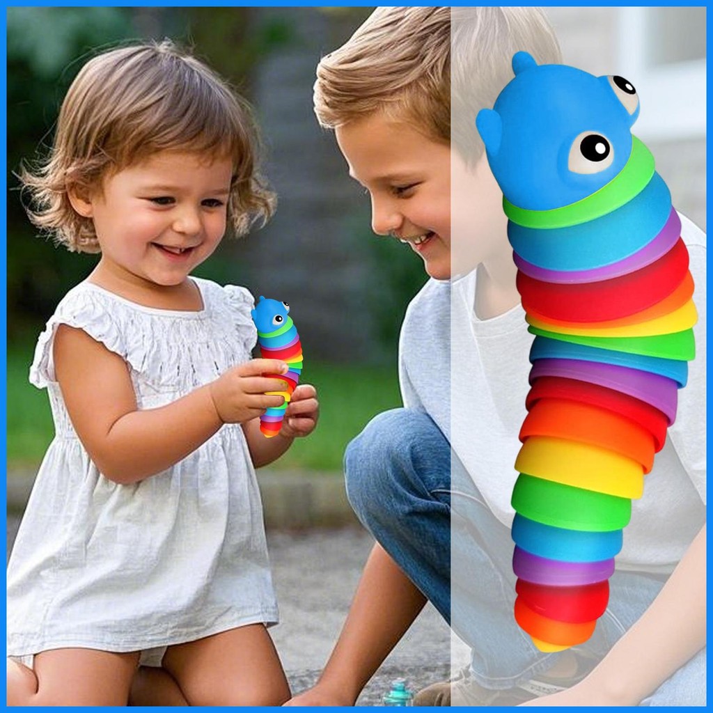 Caterpillar Fidget Toy Rainbow Caterpillar Kids Slug Fidget Flexible ...
