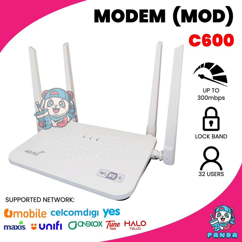 Modem Rumah WiFi Tanpa Had 4G CPE Modem C600 WiFi6 Router Unlimited ...