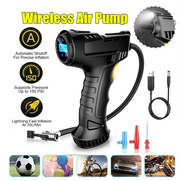 Portable USB Rechargeable Car Tyre Air Pump 120W Inflatable Pump LED ...