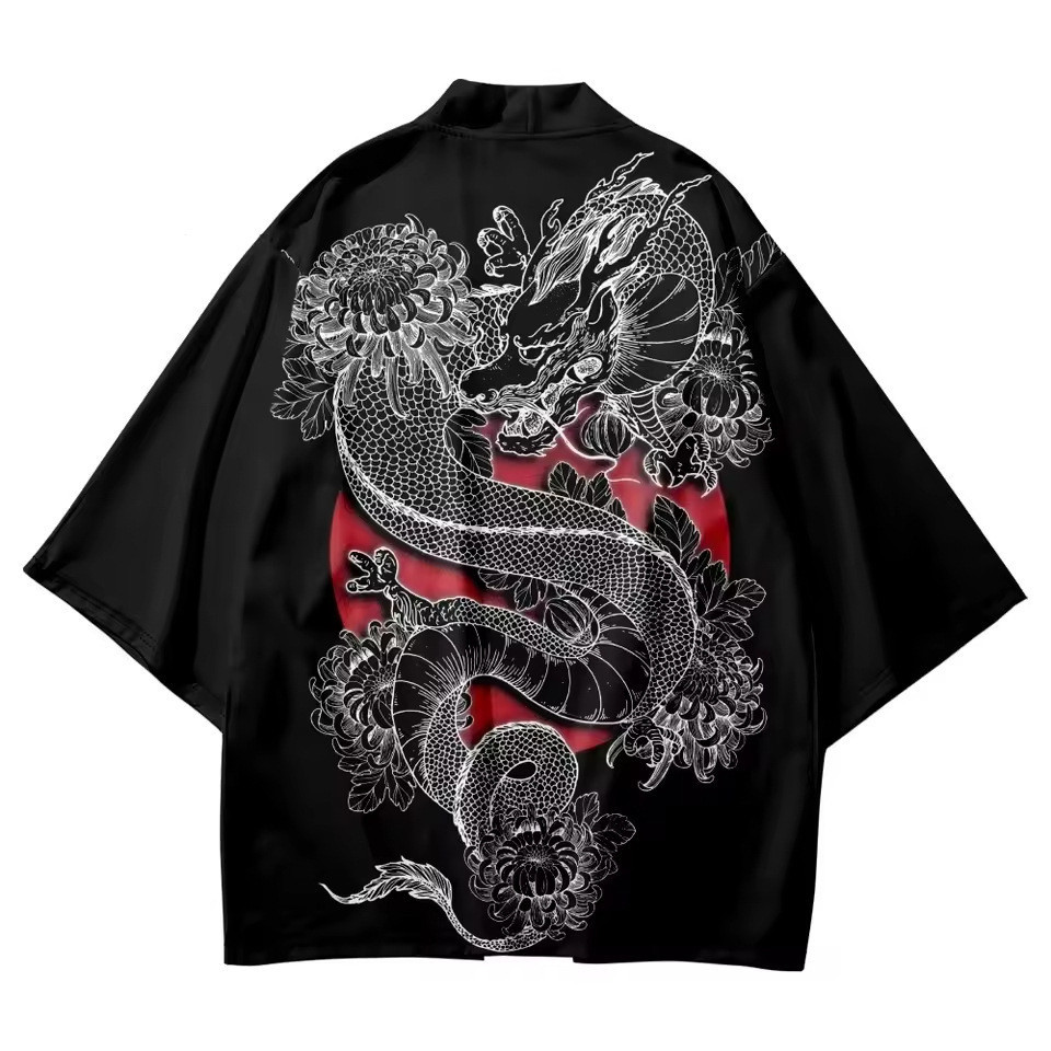 T Traditional Samurai Kimono Men Japanese Anime Dragon 3D Print Cosplay ...