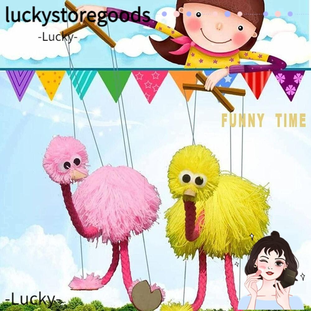 LUCKY Wooden Ostrich Marionette, Plush Toy Hand Puppet Ostrich Puppet ...