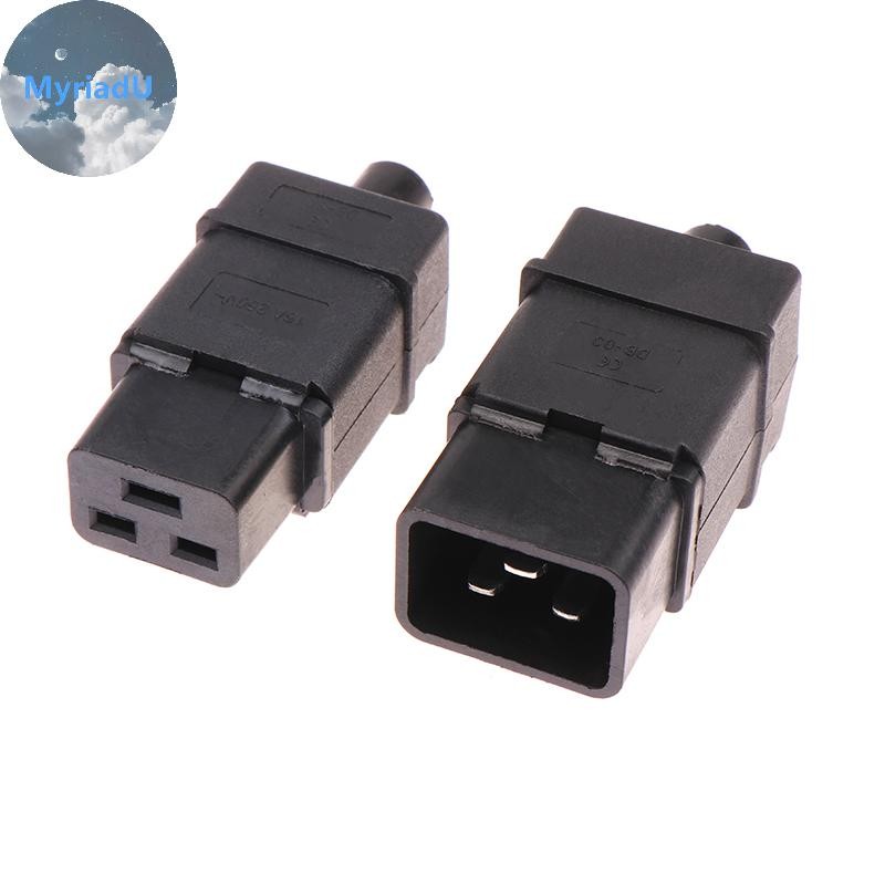 MyriadU 16A 250V IEC320-C19 C20 Male Female Assembled Wiring Power Plug ...