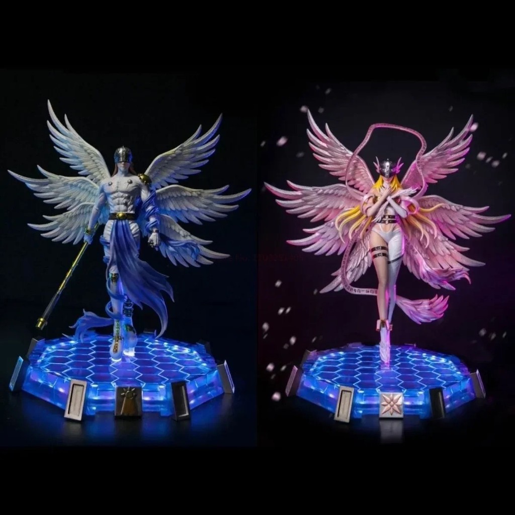 28cm Anime Digimon Adventure Figures Angewomon Angemon LED Action ...