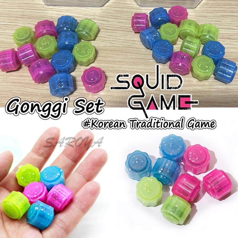 12pcs Korean Traditional Gonggi Set Colorful Gonggi Stones | Squid Game ...