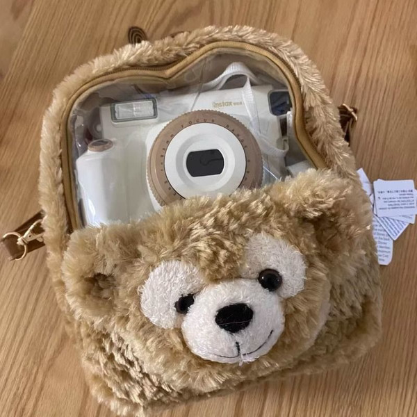 Cute cartoon duffy bear plush backpack furry large capacity commuter ...