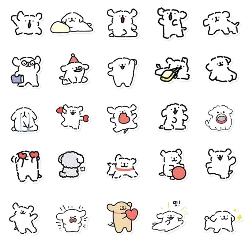 Eas 100PCS/set Cartoon Cute Line Dog In The Book Stickers DIY Toy ...