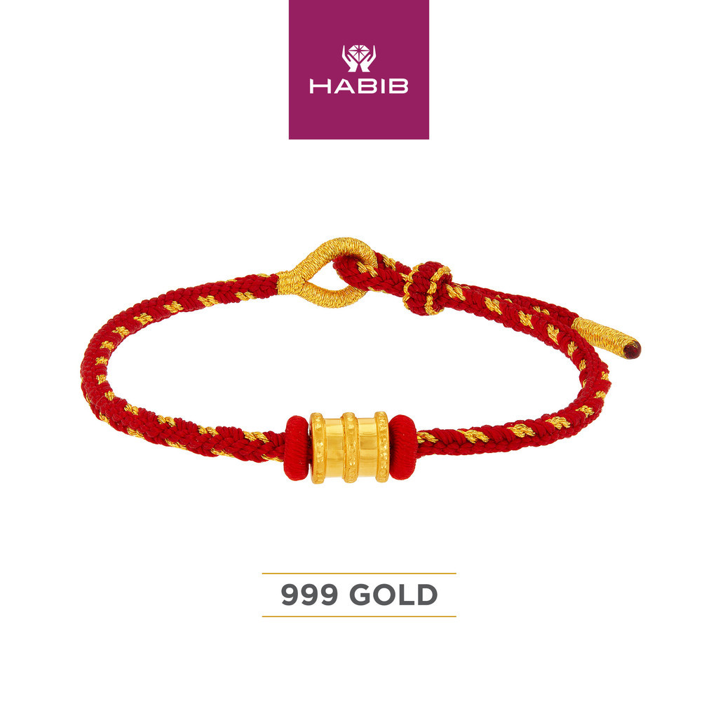 HABIB Adjustable 999/24K Gold Charm Cord Bracelet WWGB2681224 | Shopee ...