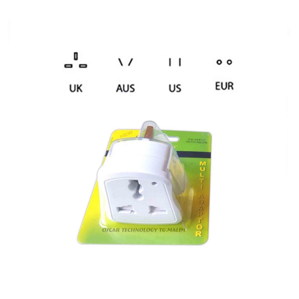 EUROSAFE 13A Multi Adaptor Travel Adapter C/W Neon ES-288TA | Shopee ...