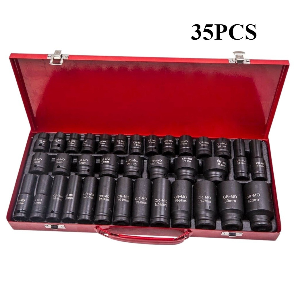 35Pcs 1/2” 8-32mm CRV Air Impact Ratchet Wrench Socket Air Impact ...