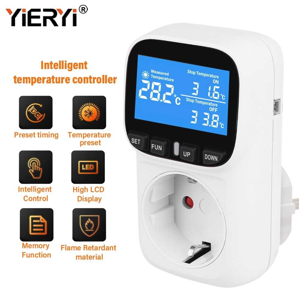 Yieryi Digital Timer Programmable Thermometer Socket EU 16A 230V - TC02 ...
