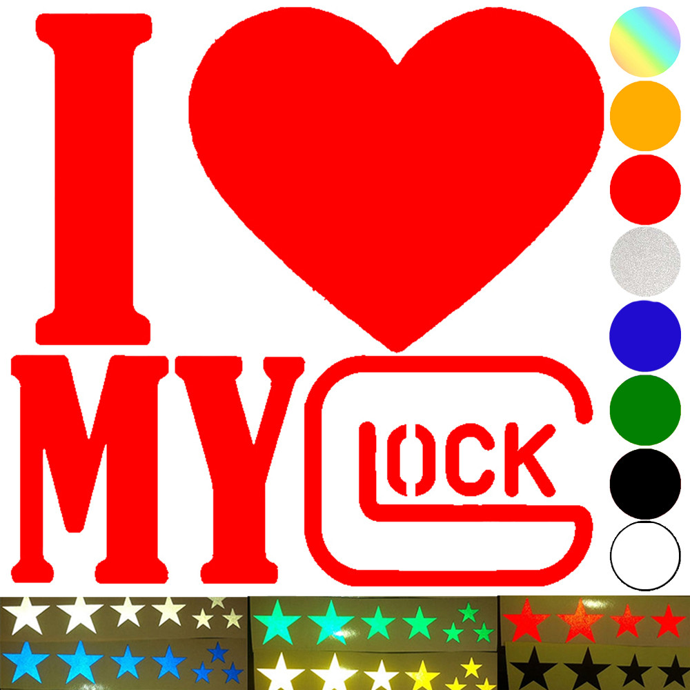 I LOVE GLOCK Fun Totem Eight Colors Laser Reflective Warning Stickers ...