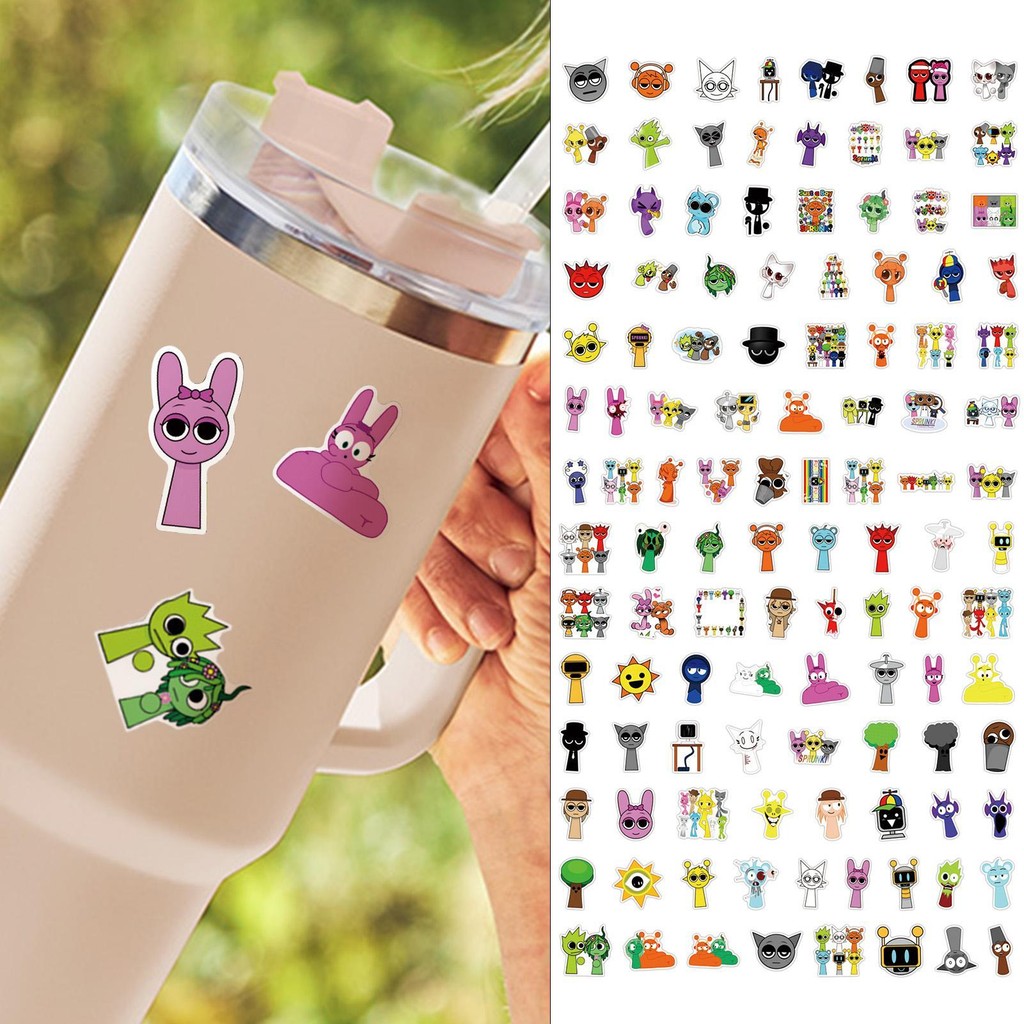 Sprunki Game Character Stickers Water Bottles Stickers Game Peripheral ...
