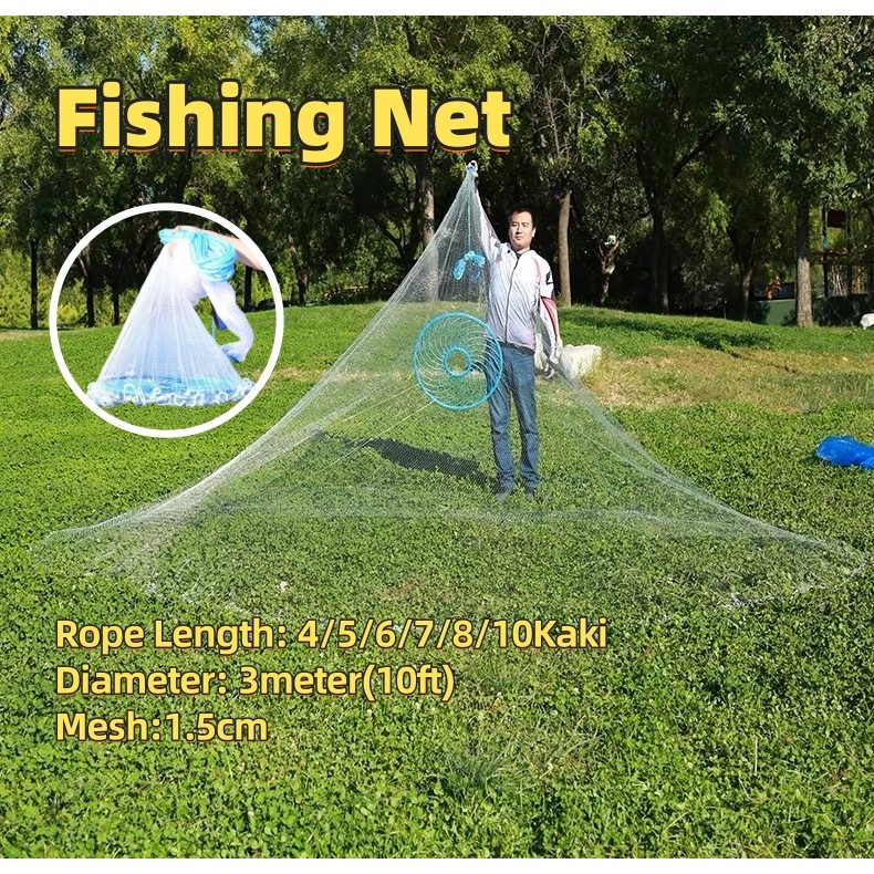 Frisbee Fishing Net Jaring Ikan Cast Net Hand Casting Fish Net Bubu ...