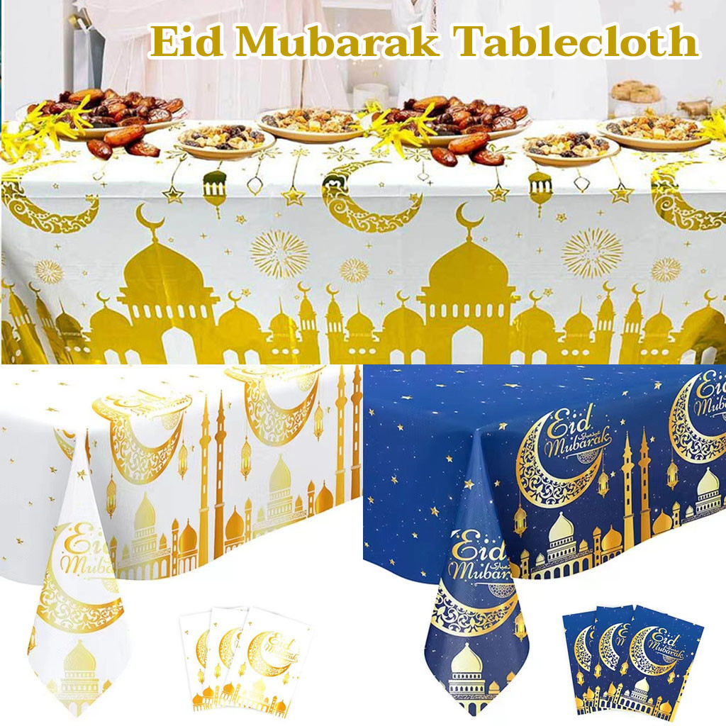 Eid Mubarak Tablecloth Ramadan Decoration Home Islamic Muslim Party ...