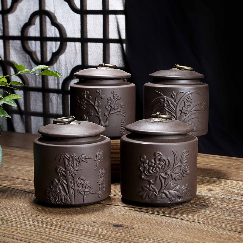 [1137 People Collection] Purple Clay Tea Caddy Yixing Extra Small Size ...