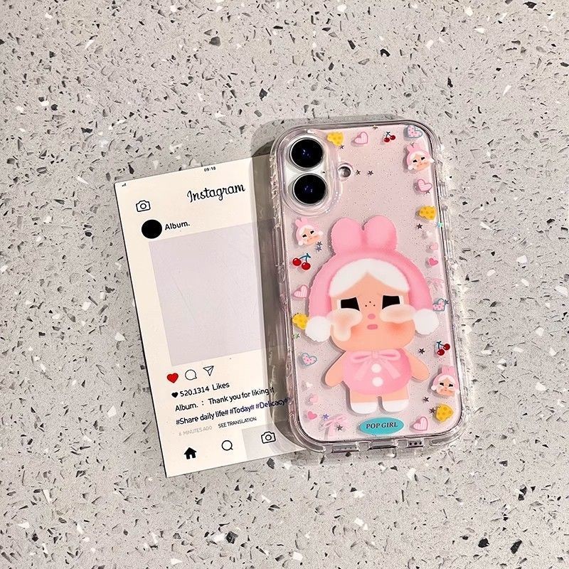 Crying baby phone case apple girl cute cartoon pink | Shopee Malaysia