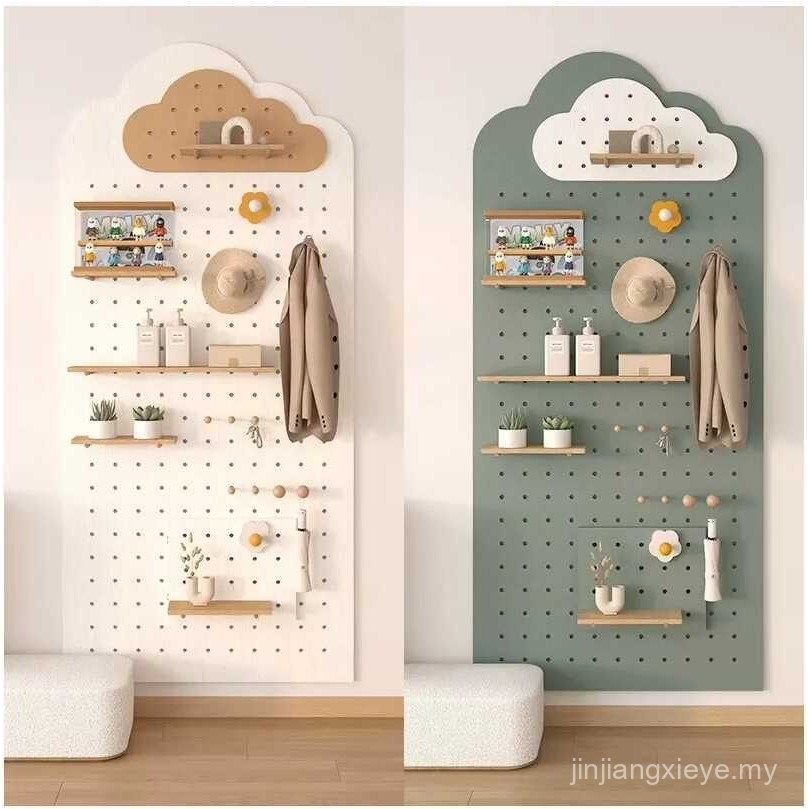 Hole Board Wooden Storage Rack Shelf Storage Wall Cloud Wall Entrance ...
