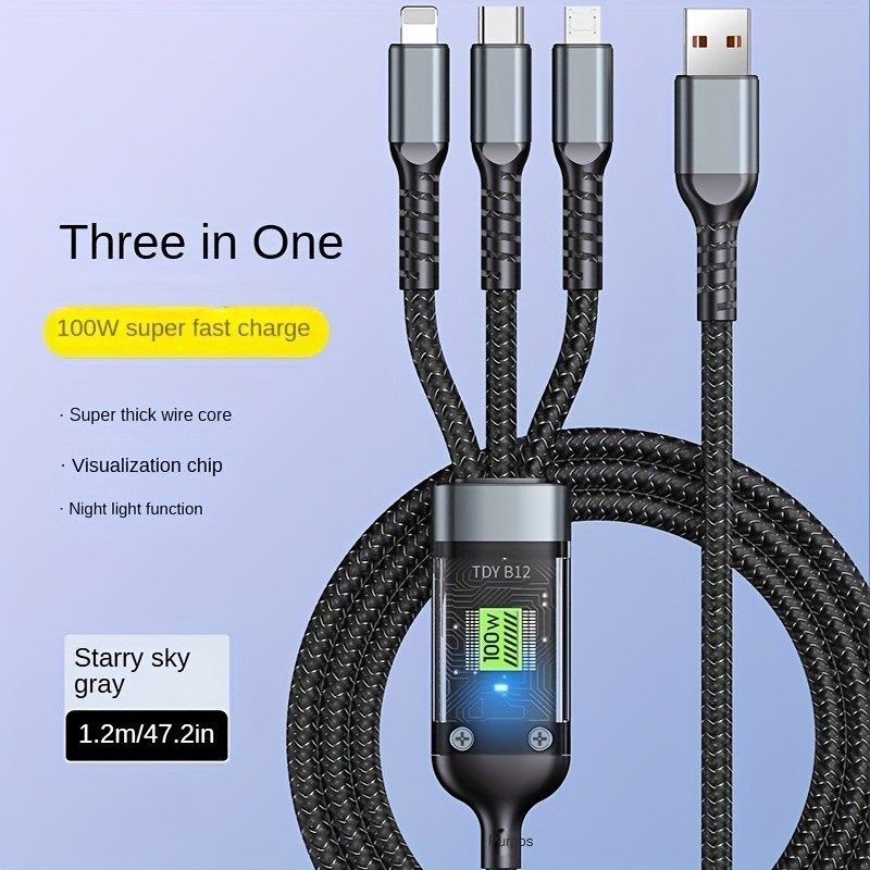 Pd100w pd100w 3 in 1 Digital Display Fast Charging Cable------ | Shopee ...
