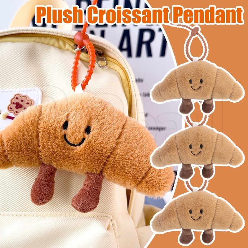 Cute Croissants Plush Pendant - Food Shape Furry Doll Keychain - Kawaii ...