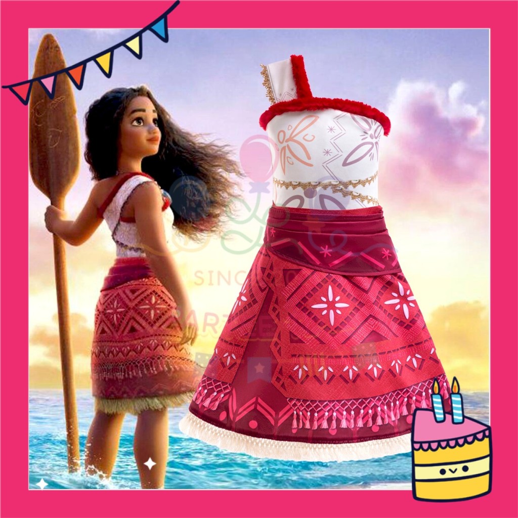 ParteeTime Kids Girls Princess Moana Cosplay Costume Summer Kids ...
