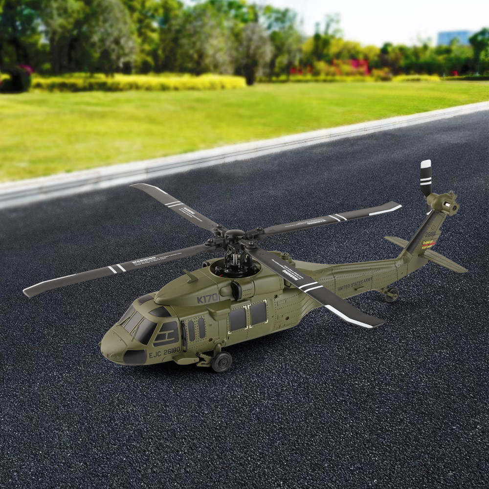 Wltoys K170 RC Helicopter UH-60L Black Hawk Dual Brushless 6-Axis Gyro 4CH 4 Bladed Aircraft ...