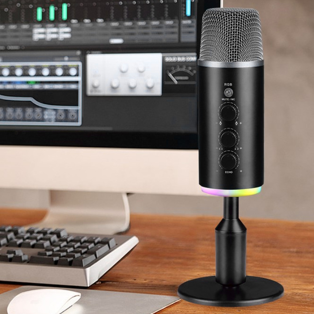 Fun~ Gaming Microphone HiFi Sound Adjustable Volume USB PC Condenser ...