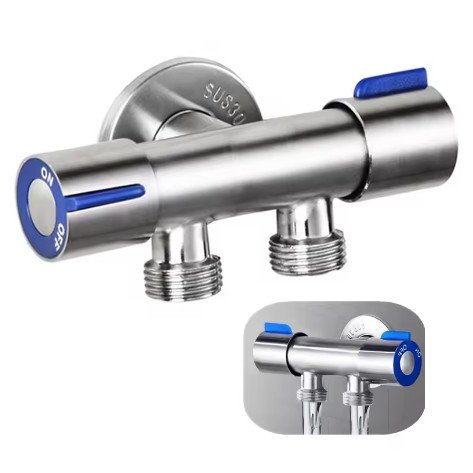 Stainless Steel Two-way Angle Valve Kitchen Bathroom Toilet Premium Two ...