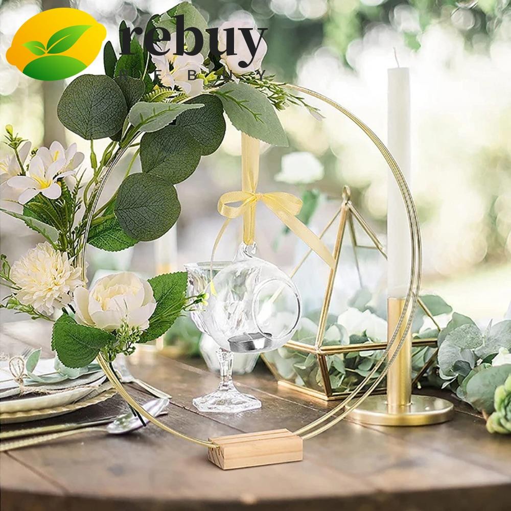 REBUY Gold Metal Flowers Hoops, 10-50cm Vintage Round Rings, Floral ...