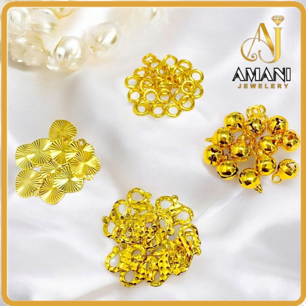 SET Cangkuk S , DAUN & LOCENG COP 916 S HOOK BELL Emas Korea ...