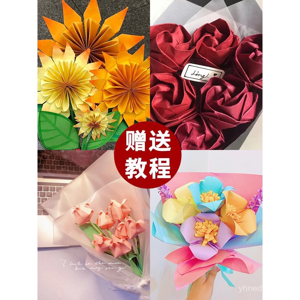 Sejambak Berwarna-warni Origami Mawar Kit Kraf DIY Kertas Persegi ...