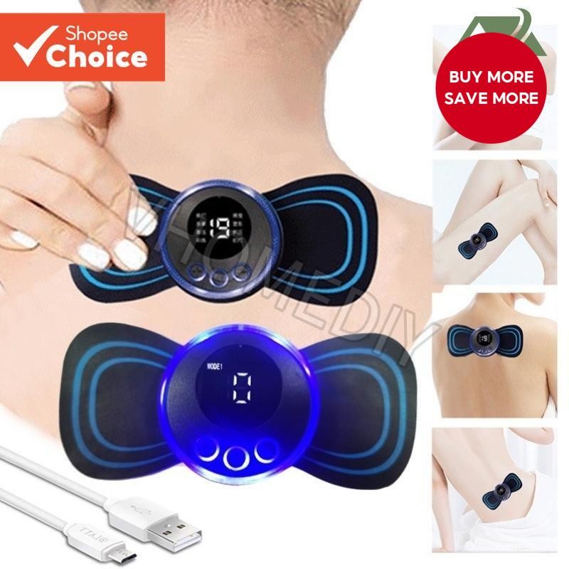 Mini Massager Rechargeable Pulse Massager Patch Butterfly Neck Massager ...