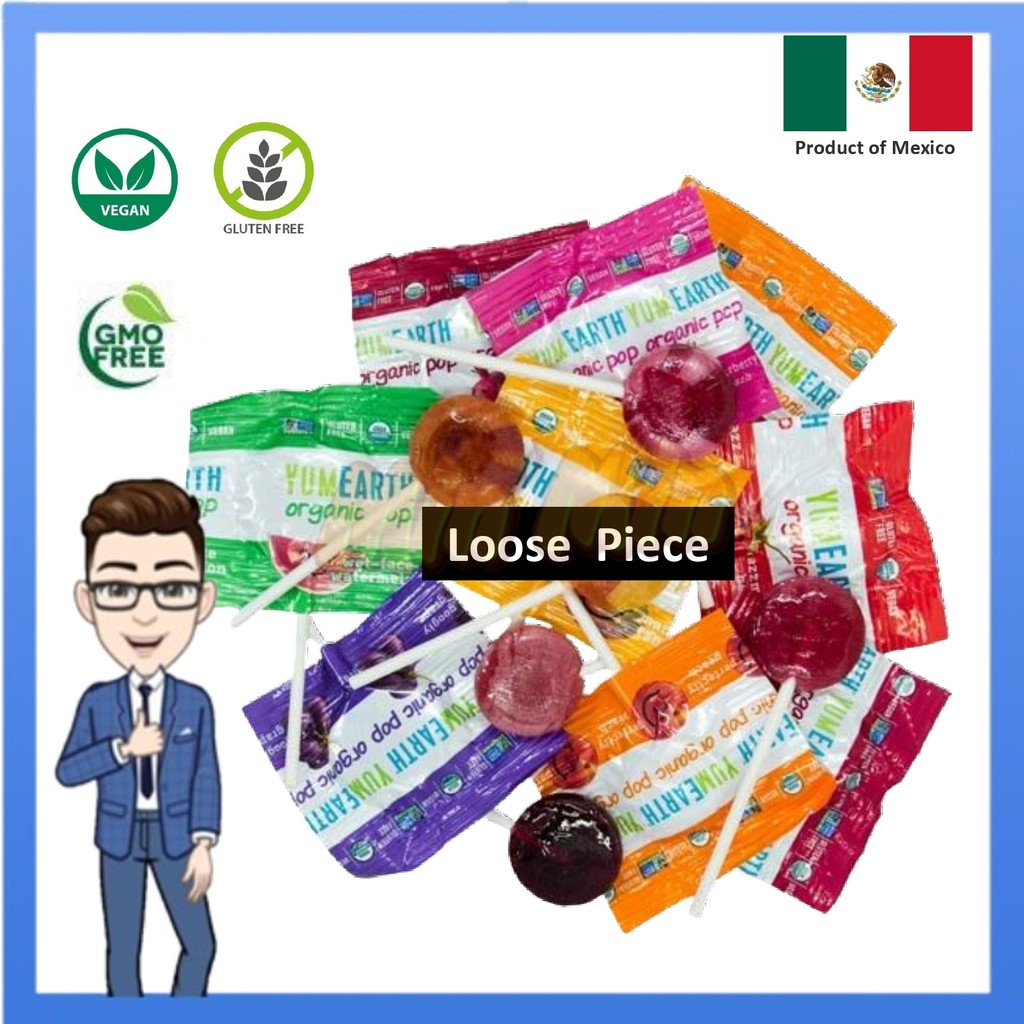[LOOSE PIECE] YUMEARTH Organic Pops Fruit Lollipops Healthy Candy ...