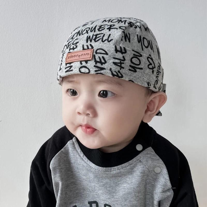 Letter Baby Beanie Cap Adjustable Cotton Infant Docker Hat Spring ...