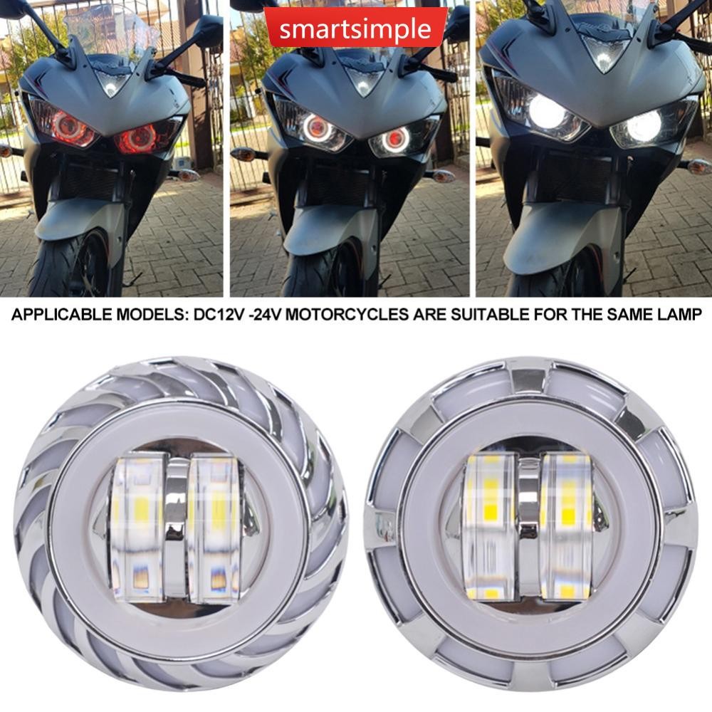 SMARTSIMPLE 8000LM Motorcycle Headlight LED Angel Devil Eyes Headlight ...