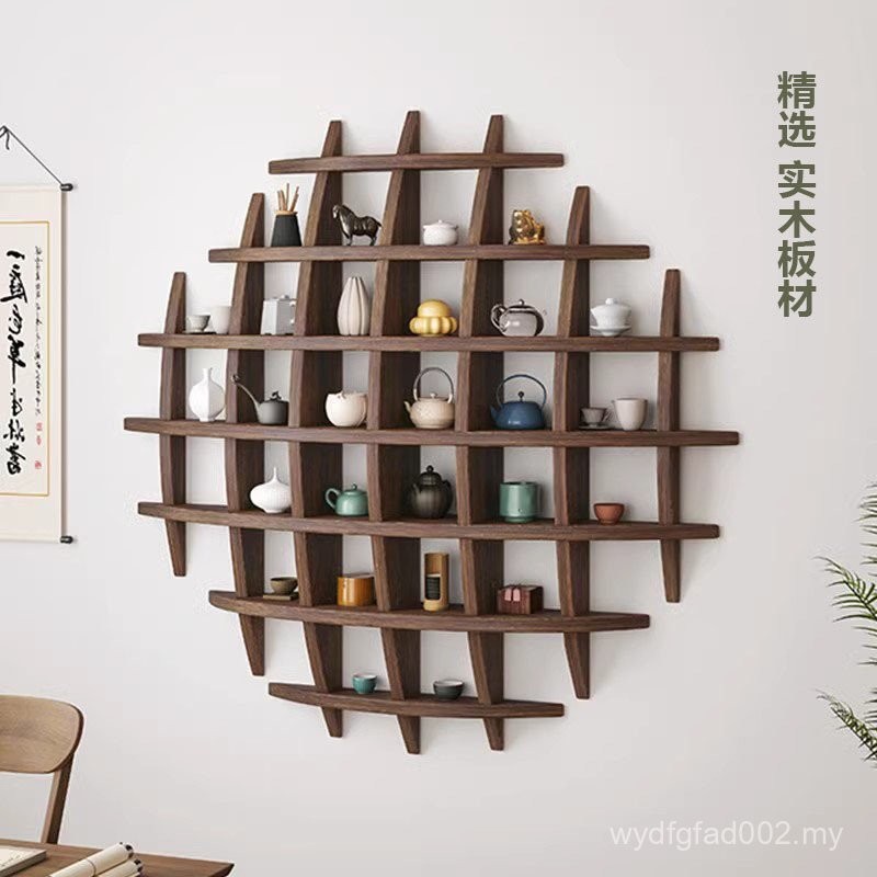 Hot Sale Wall-Mounted Bogu Rack Solid Wood Chinese Wall-Mounted Teacup ...
