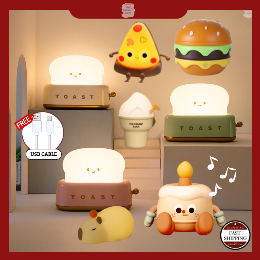 Capybara Toast Cute Mini Table Lamp Timer Adjustable Brightness Night ...