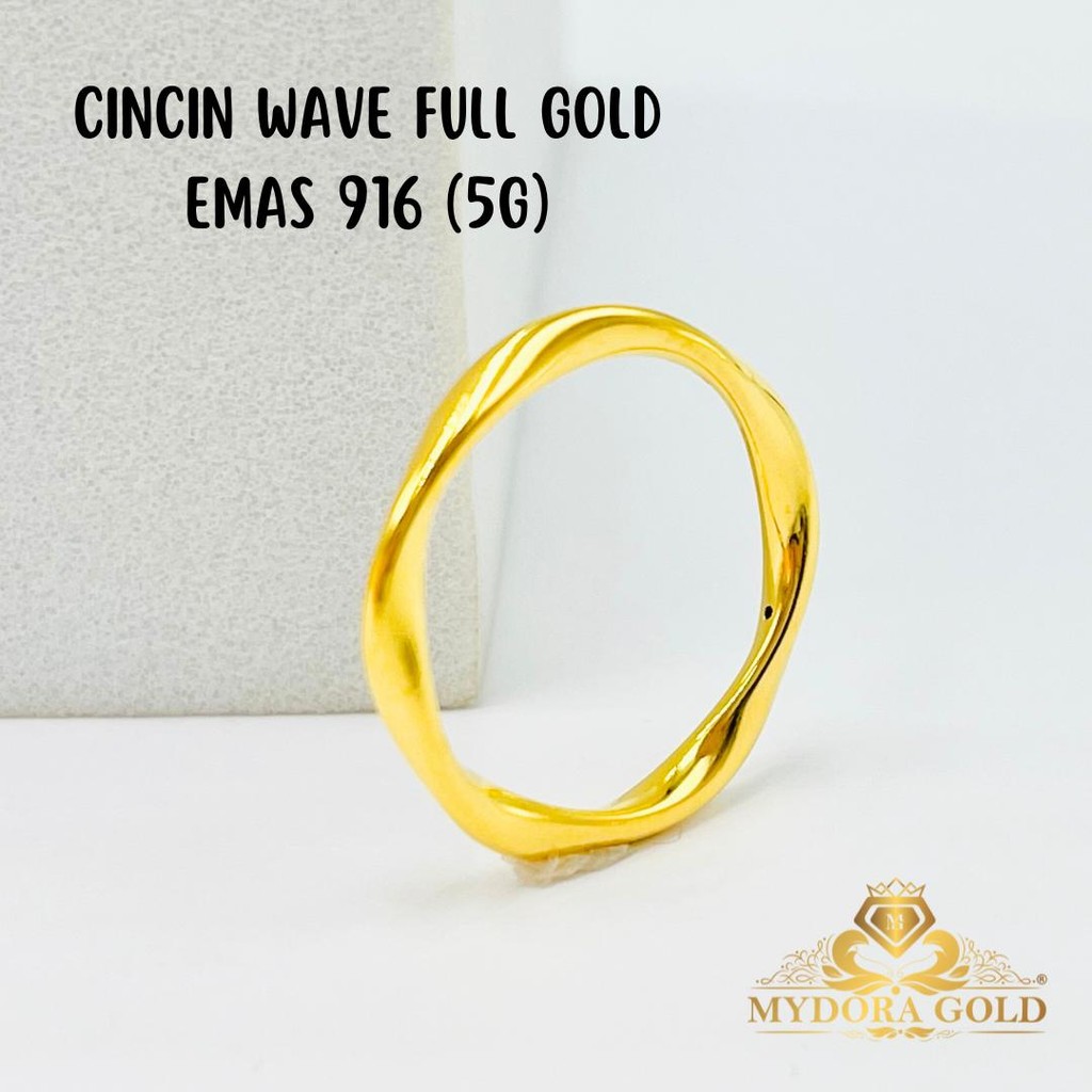 MYDORA Cincin Wave Full Gold (5G) l EMAS 916/22K | Shopee Malaysia