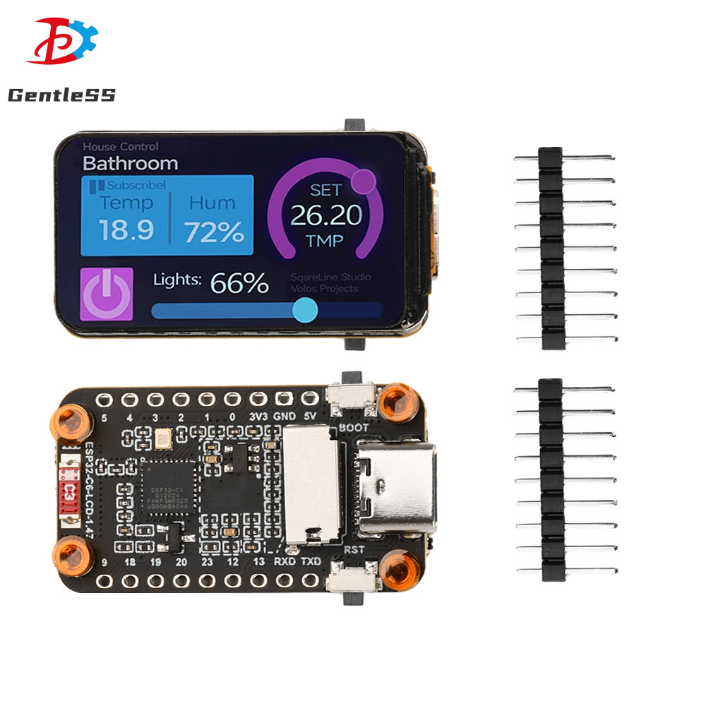 ESP32-C6 1.47-Inch LCD Screen Development Board WiFi 6 Bluetooth 5 Onboard RGB Color Lamp Beads ...