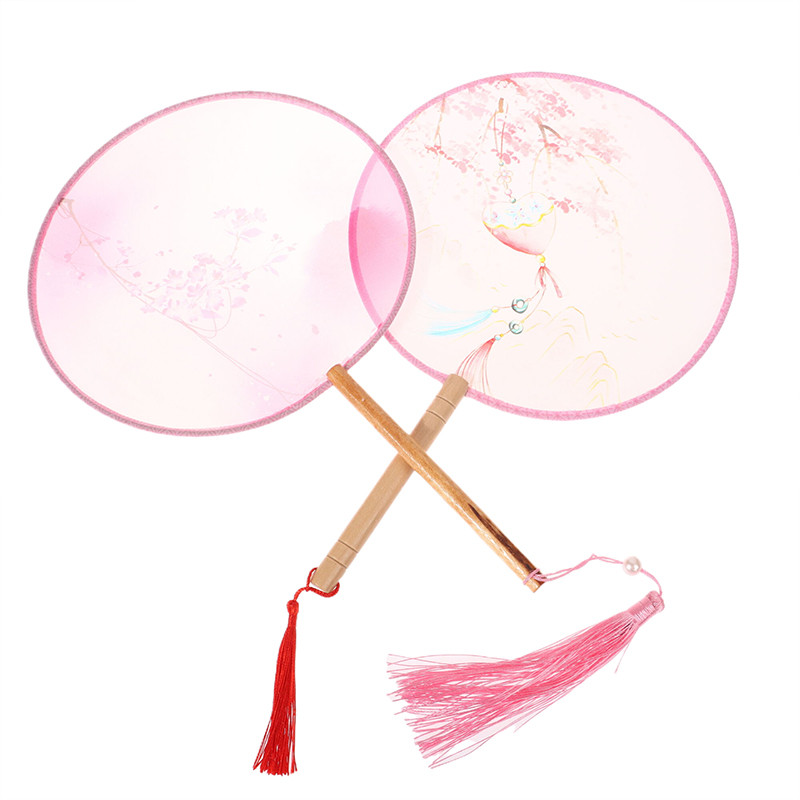 BN Chinese Round Hand Fan Vintage Printing Silk Fan Ancient sel Dance ...