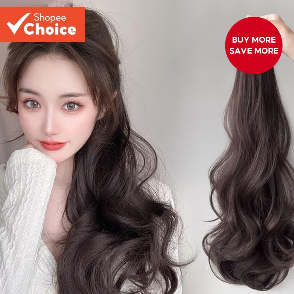 Voluminous Curly Ponytail Wig - Big Wave Clip-On Extension for ...