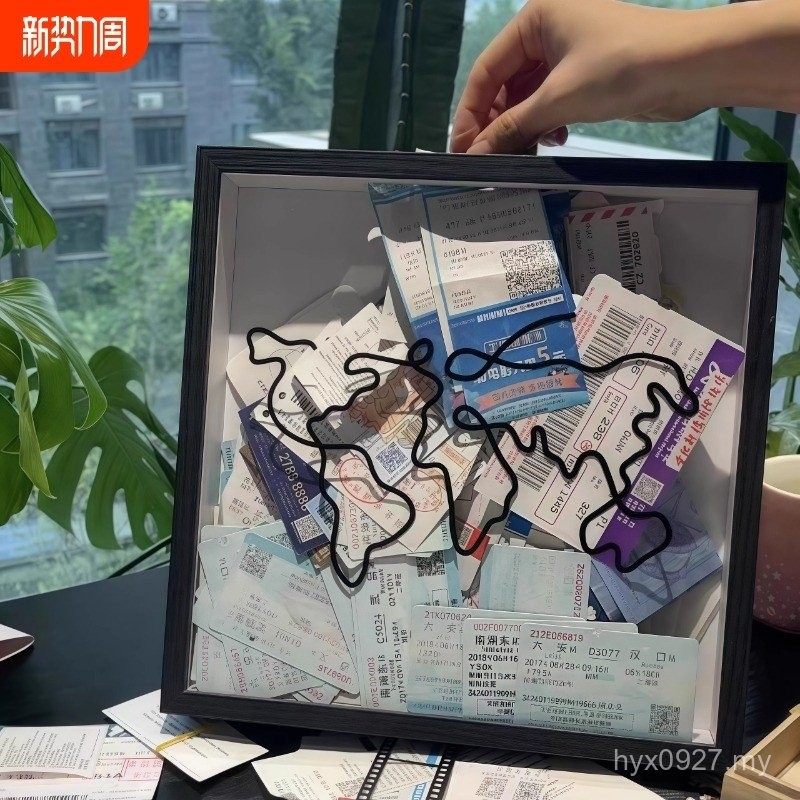 Ticket Commemorative Photo Frame Travel Ticket Postcard Map Ticket Stub ...