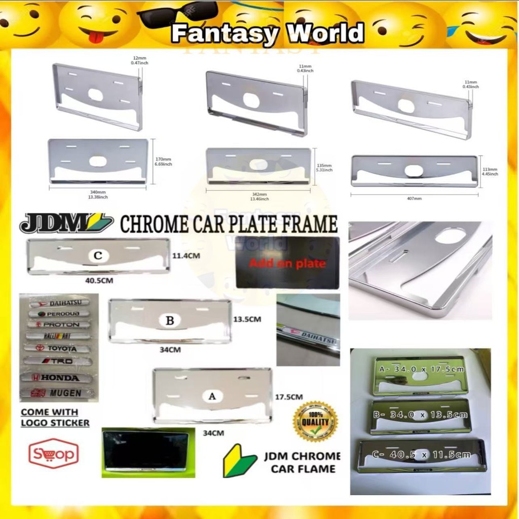 3 SIZE JDM CHROME DAIHATSU COVER JAPAN ABS CAR PLATE FRAME CAR PLATE ...