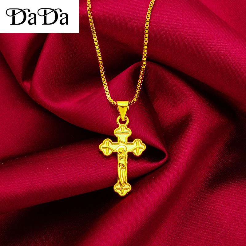 Original 916 Gold Box Chain Cross Pendant Suitable for Daily Wear ...