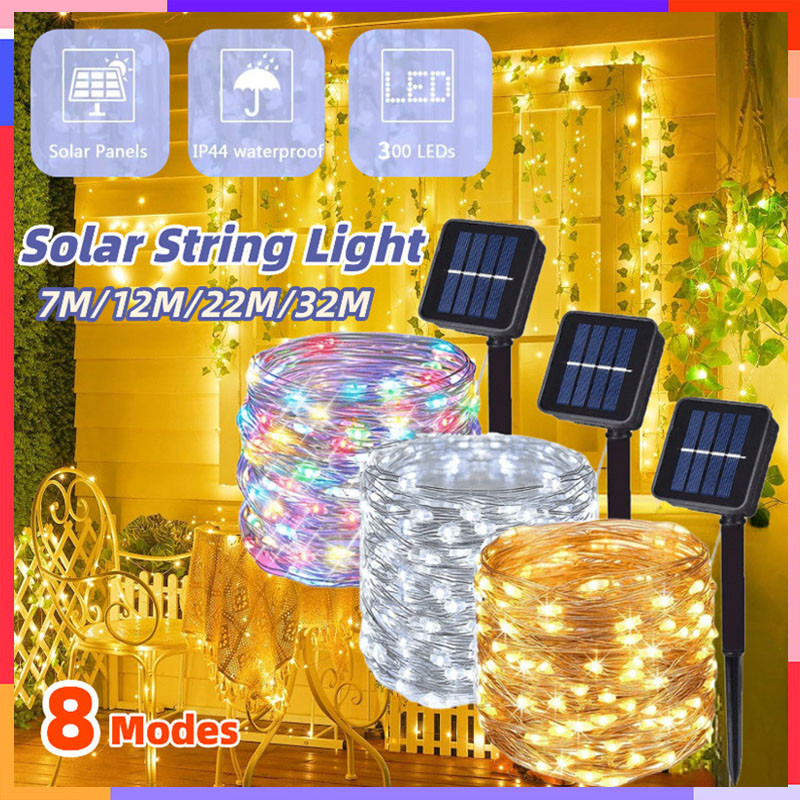 Lampu Kelip Kelip Solar LED String Light Waterproof Raya Fairy Light ...
