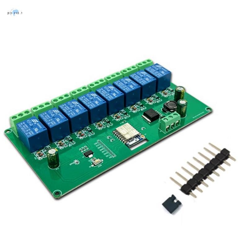 Relay Module ESP-07 8 Way WIFI Module 5V/7-28V Power Supply ESP8266 ...
