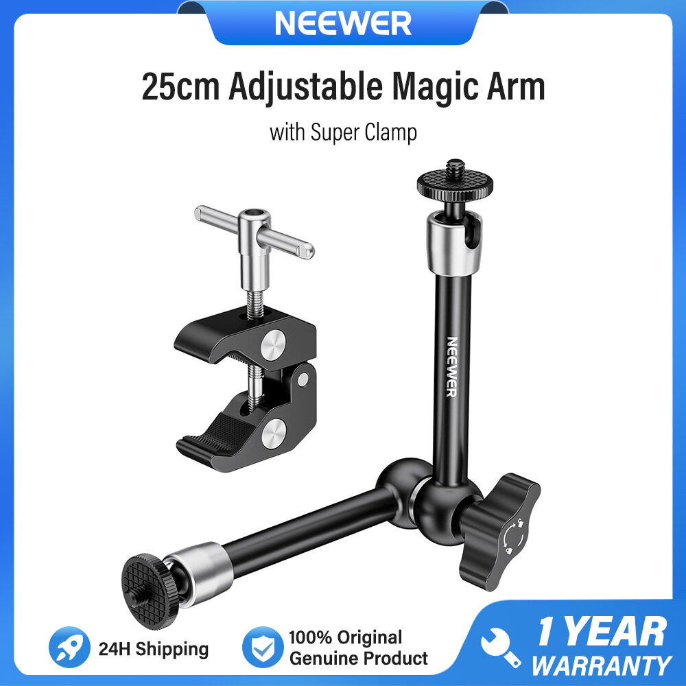 NEEWER Adjustable Magic Arm With Super Clamp (1/4" & 3/8"/25cm) ST25C ...