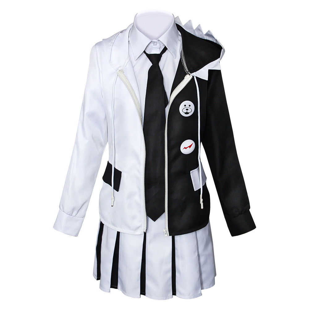 Monokuma Costume Black White Bear Cosplay Anime School Uniform Outfit ...