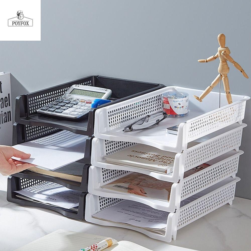 POYFOX Stackable File Rack, Desktop Organizer File Organizer A4 File ...