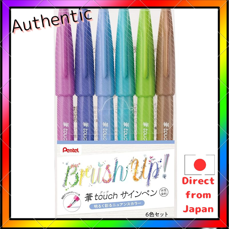 Pentel Brush Touch Sign Pen 6-Color Set C SES15C-6STC | Shopee Malaysia
