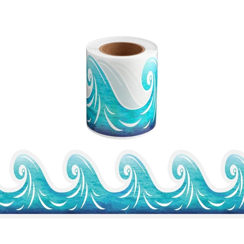 ESP 15m Blue Waved Bulletin Board Border Decorative Classroom Border ...